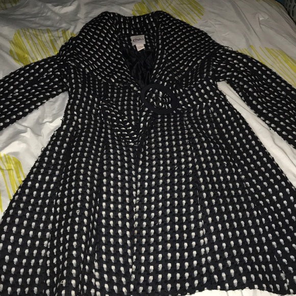 Jackets & Coats | Large Womans Black And White Checkered Pea Coat ...